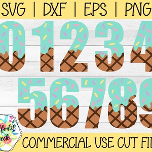Ice Cream Numbers SVG Ice Cream Birthday Ice Cream Bundle SVG - Etsy