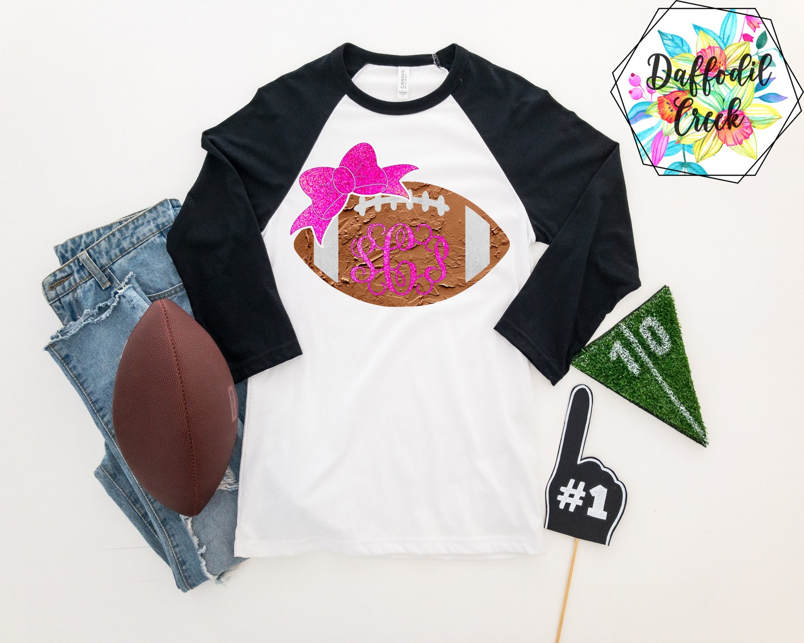 Football Monogram SVG Girly Football Design Football - Etsy