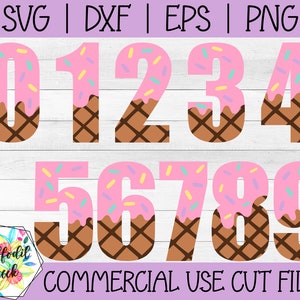 Ice Cream Numbers SVG Ice Cream Birthday Ice Cream Bundle SVG - Etsy
