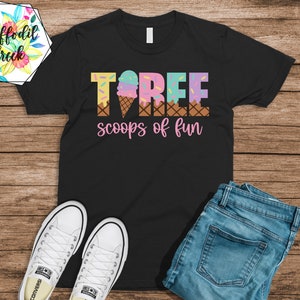Three Scoops of Fun SVG Ice Cream Birthday 3rd Birthday SVG - Etsy