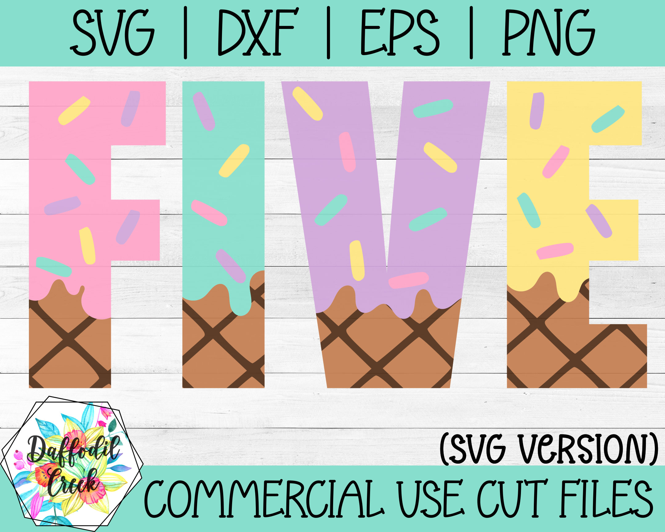 Five Scoops of Fun SVG | Ice Cream Birthday | 5th Birthday SVG - Etsy