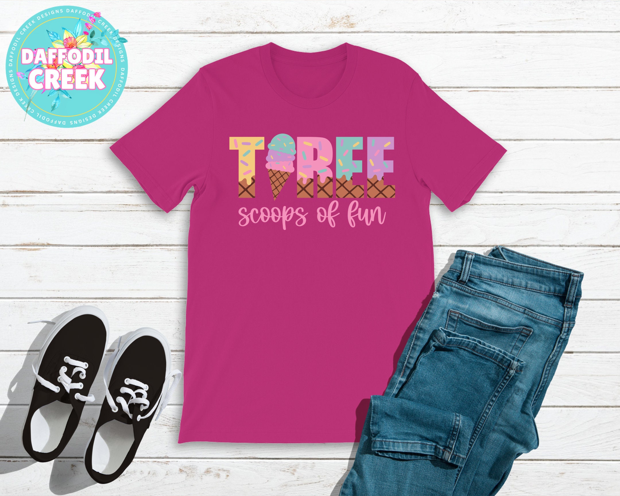 Three Scoops of Fun SVG | Ice Cream Birthday | 3rd Birthday SVG - Etsy