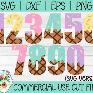 Ice Cream Numbers SVG Ice Cream Birthday Ice Cream Bundle SVG - Etsy