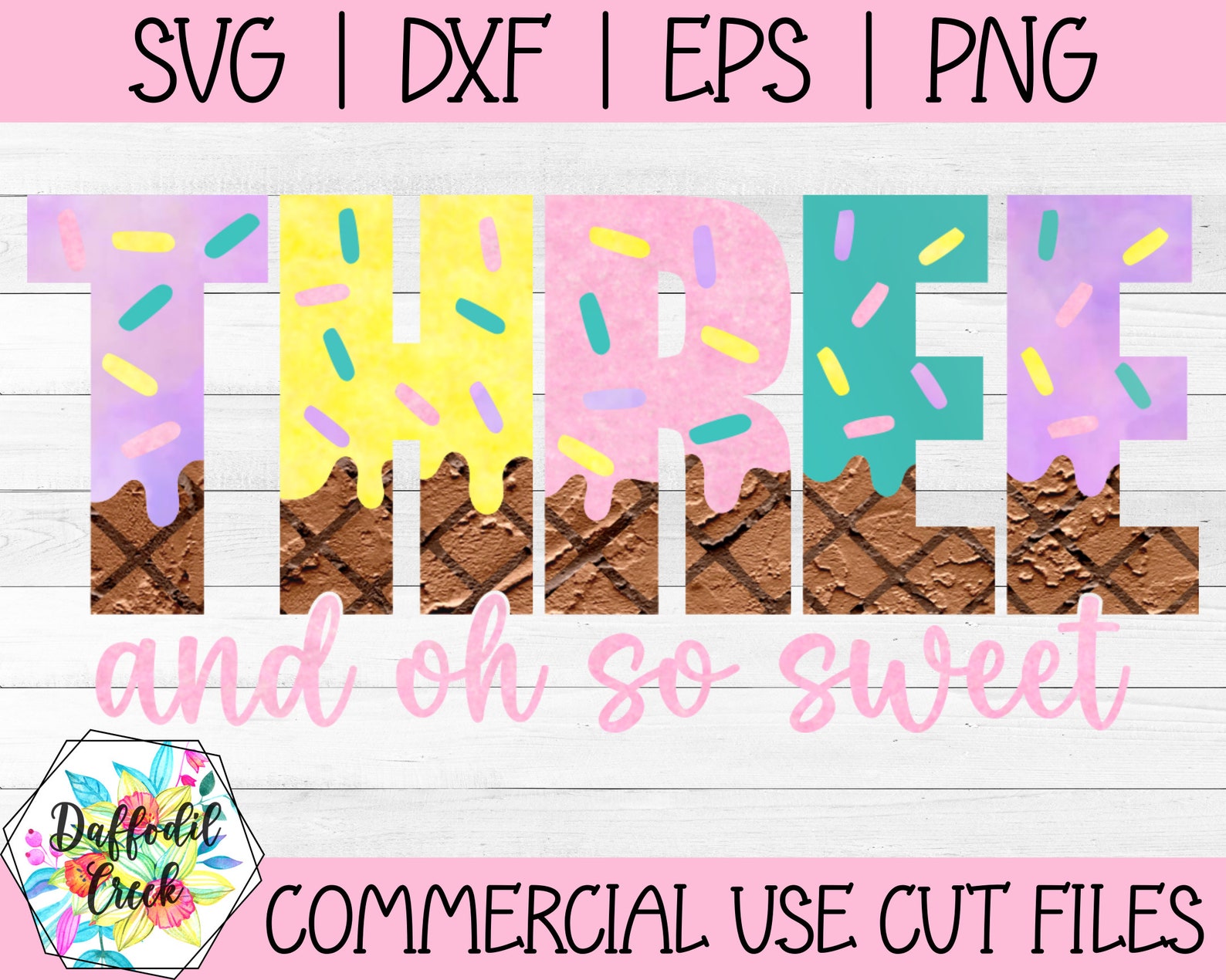 Three and Oh so Sweet SVG | Ice Cream Birthday | 3rd Birthday SVG - Etsy