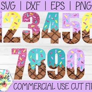 Ice Cream Numbers SVG Ice Cream Birthday Ice Cream Bundle SVG - Etsy