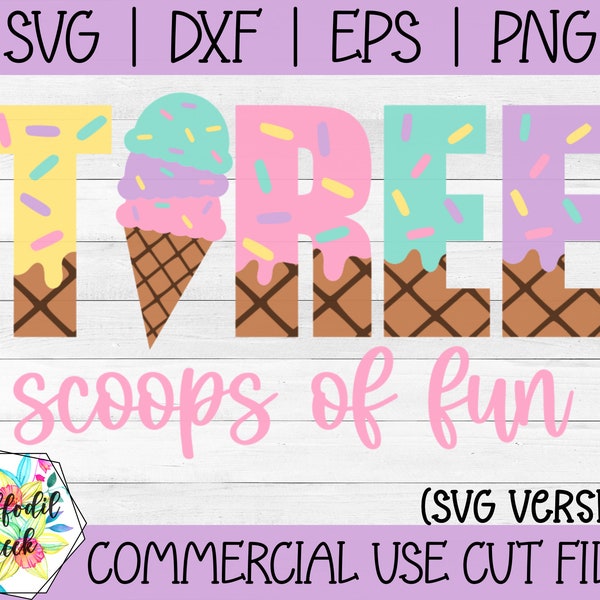 Three Scoops of Fun Birthday - Etsy