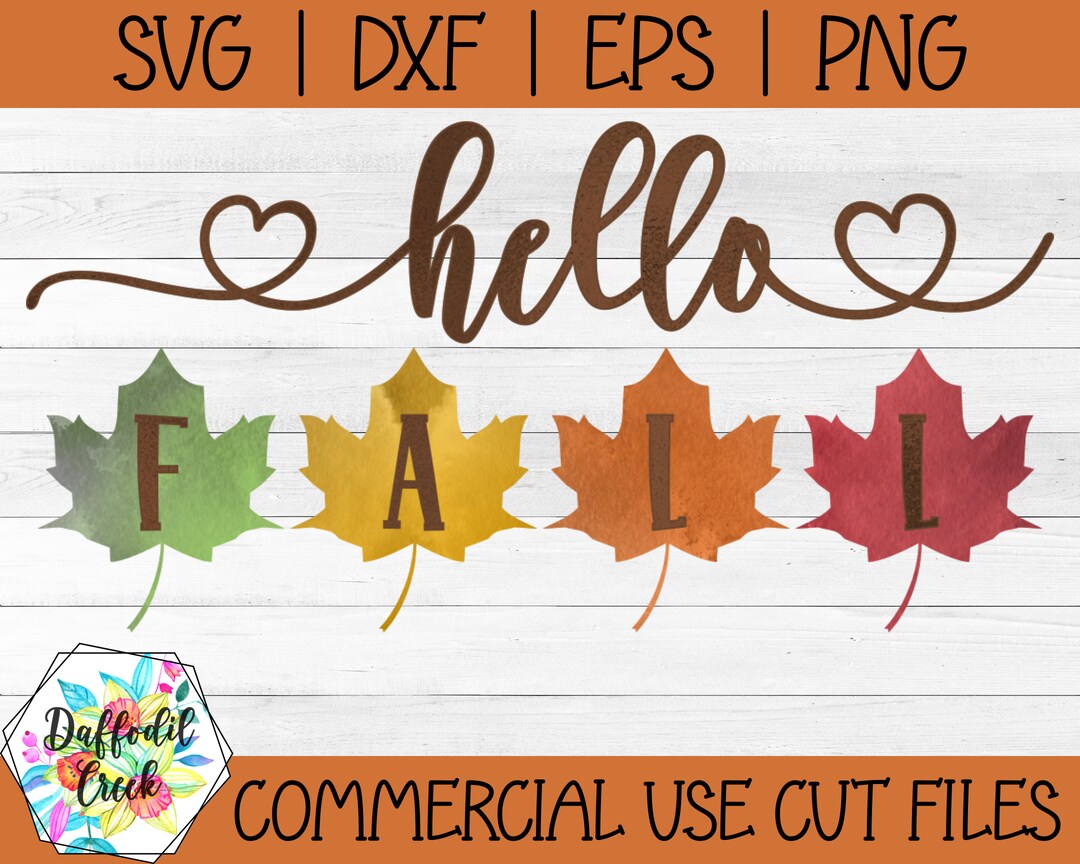 Hello Fall SVG Fall Leaves SVG Maple Leaf SVG - Etsy