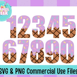 Ice Cream Numbers SVG | Ice Cream Birthday | Ice Cream Bundle SVG - Etsy