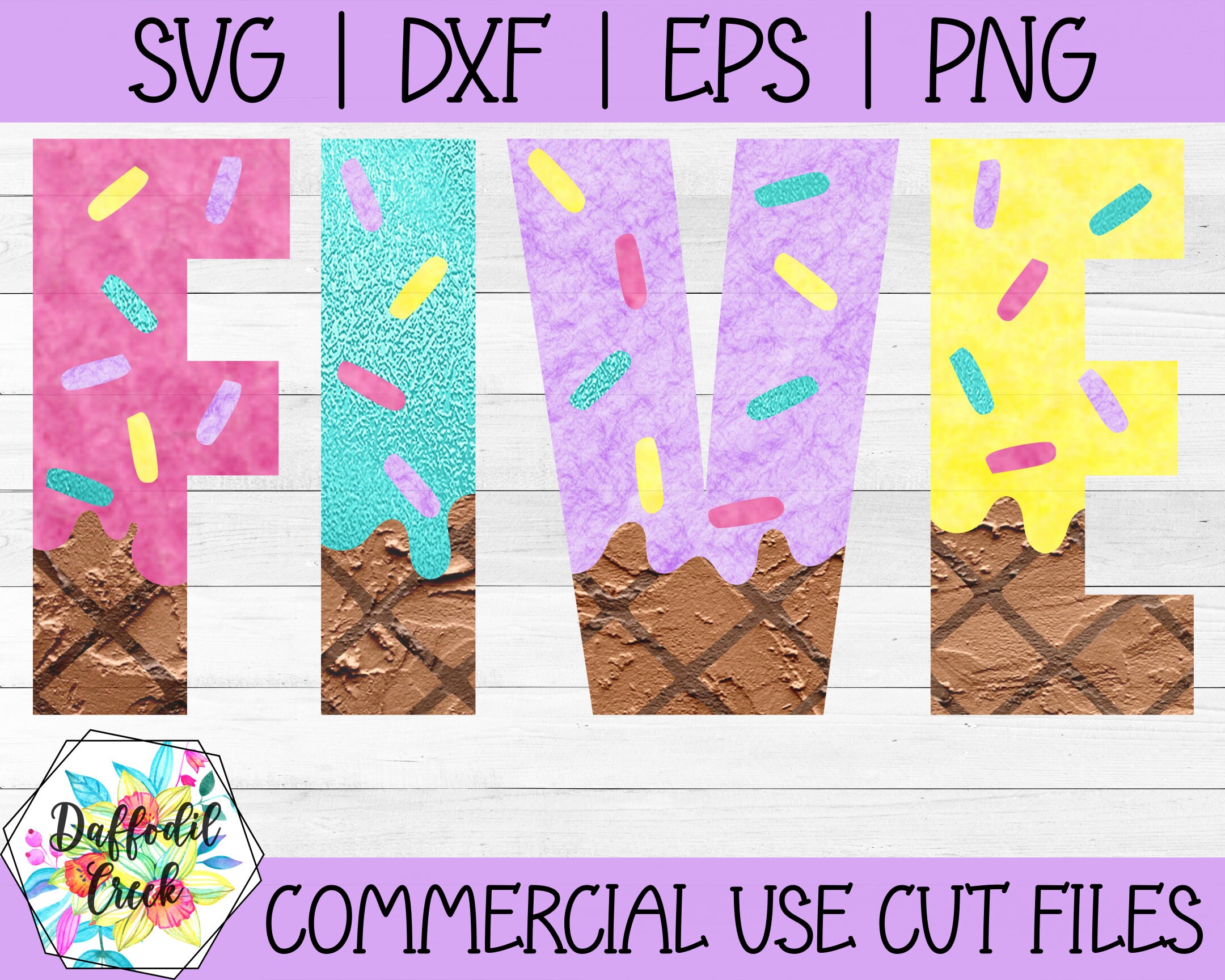 Five Scoops of Fun SVG | Ice Cream Birthday | 5th Birthday SVG - Etsy
