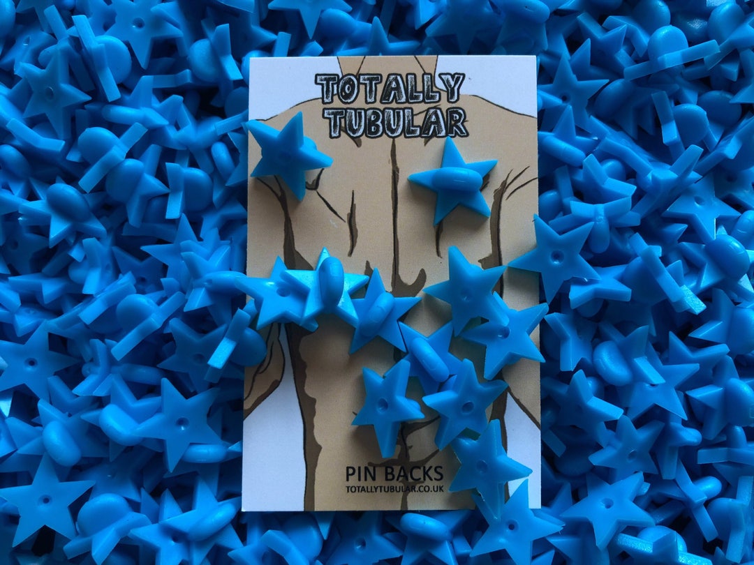 20x Light Blue Star Shaped Rubber Push on Pin Badge Backs - Etsy