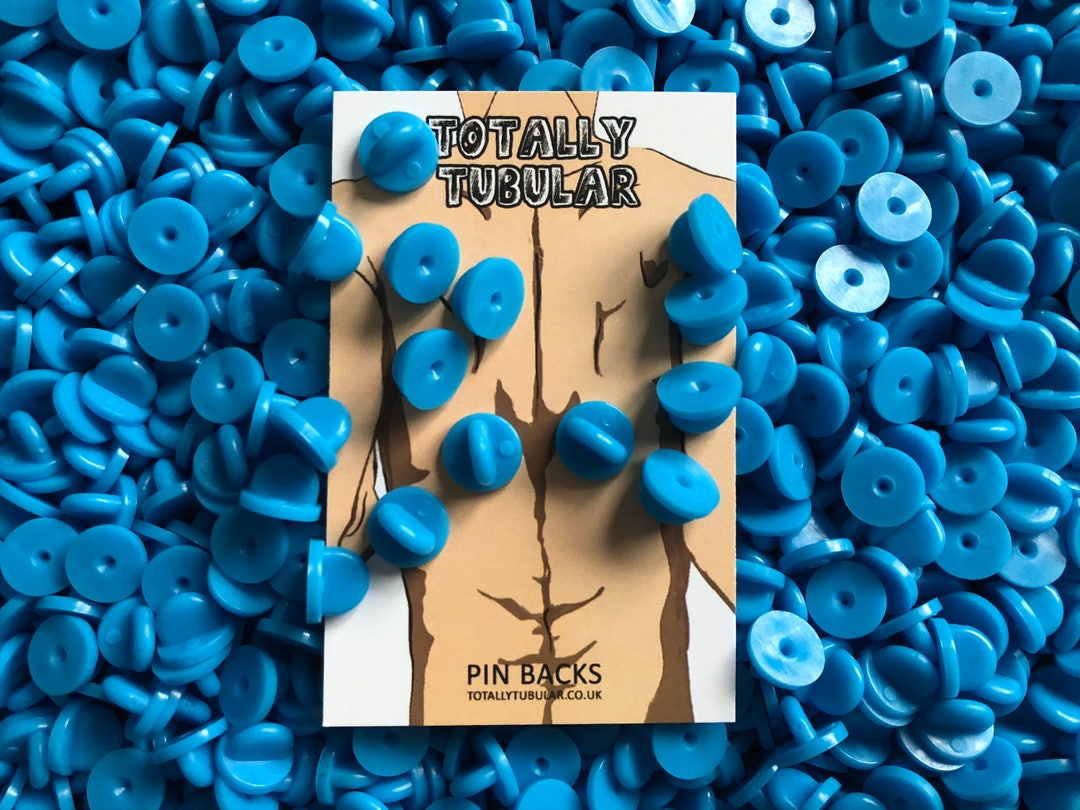 20x Light Blue Rubber Push on Pin Badge Backs - Etsy