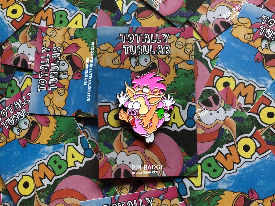 TOMBA Tomba Leaping on a Pig Enamel Metal Pin Badge - Etsy