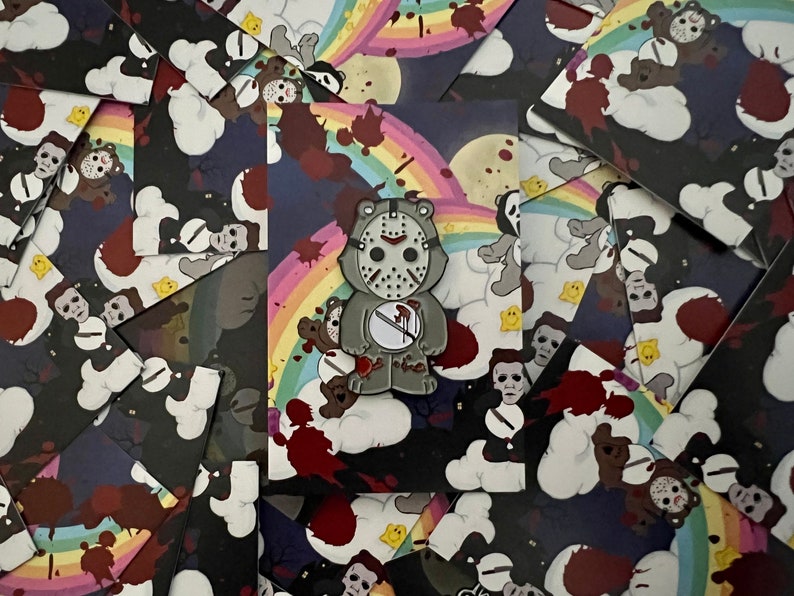 INTENSIVE CARE BEAR Wearing Jason Voorhees Mask Enamel Metal - Etsy