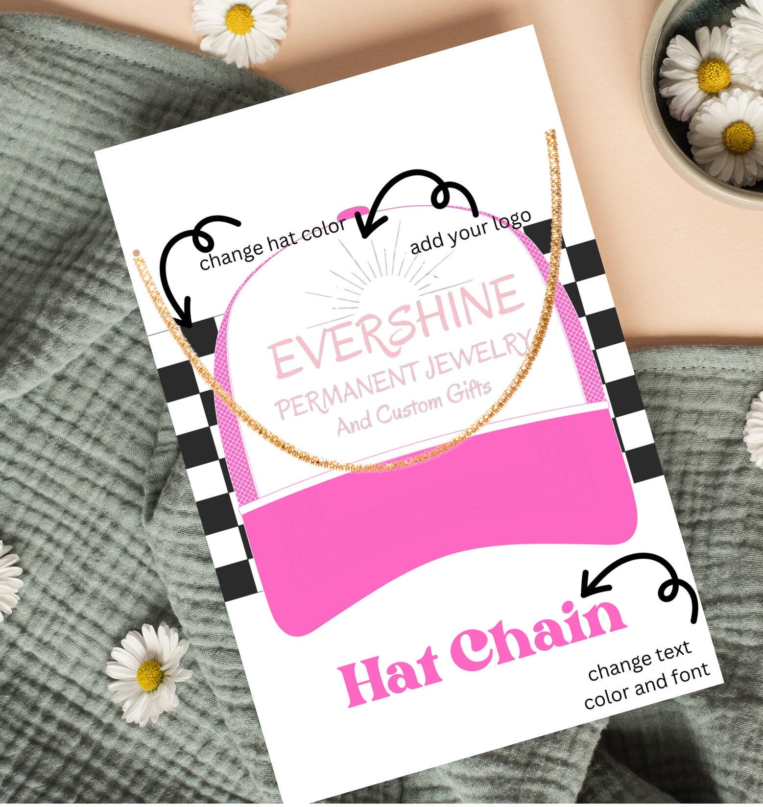 Trucker Hat Bar Hat Chain Printable Retro, Template Edit in Canva ...