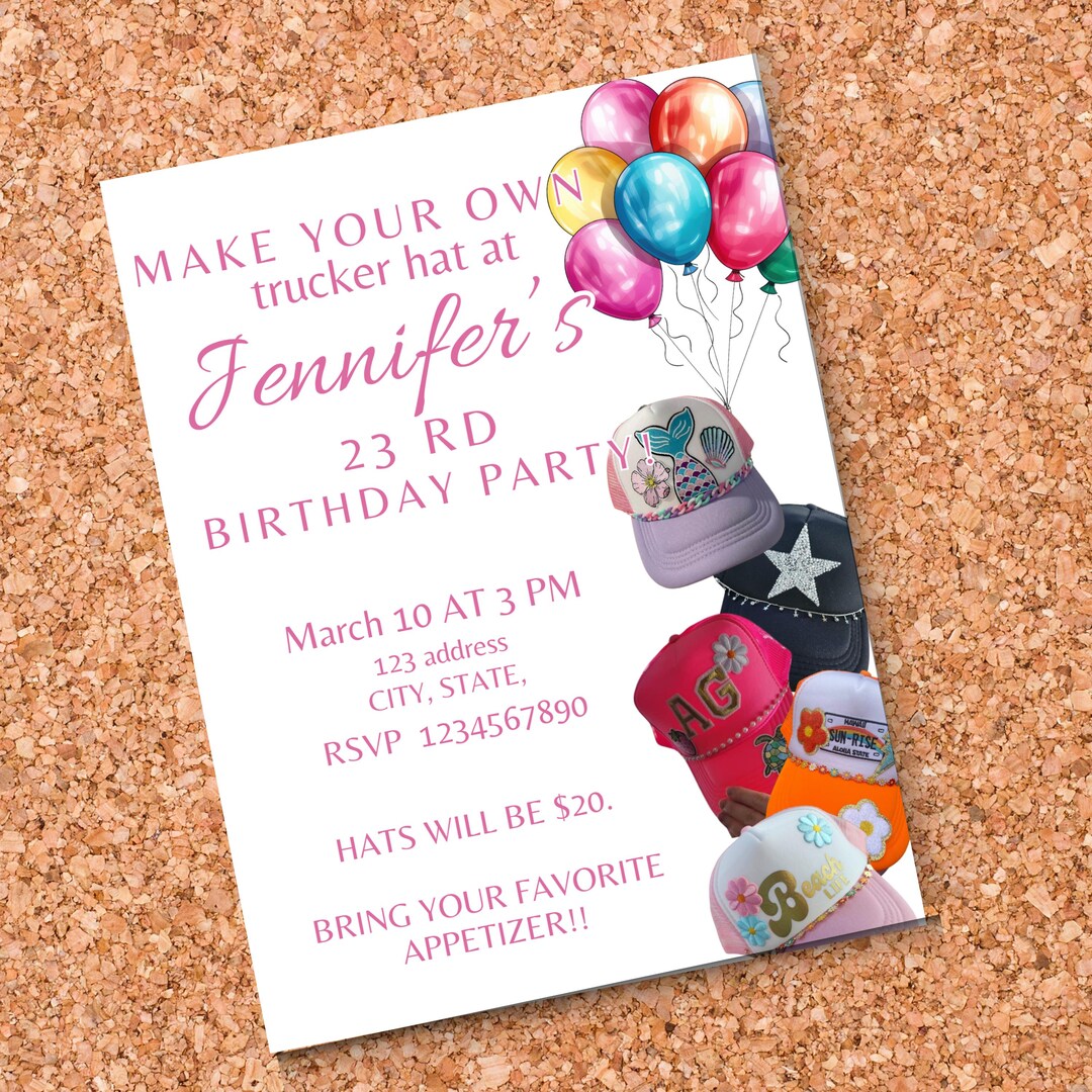 Trucker Hat Bar Flyer, Birthday Party Booking, Private Party Invitation ...