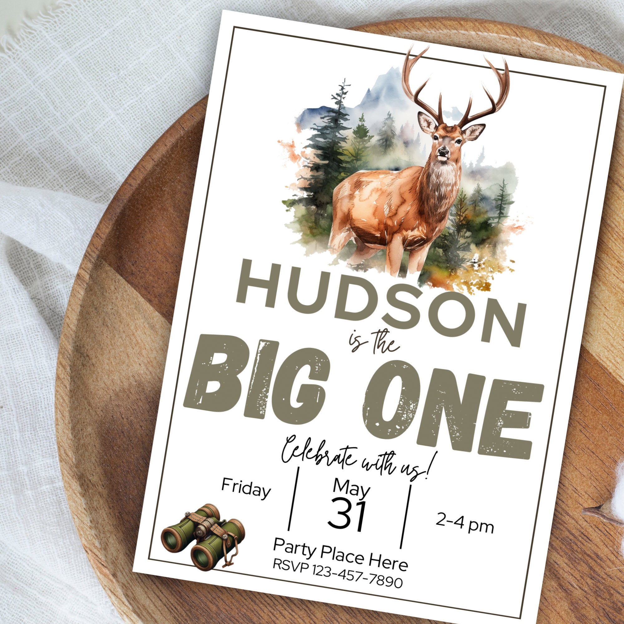 Editable Hunting First Birthday Invite, the Big One, Buck Deer Party ...