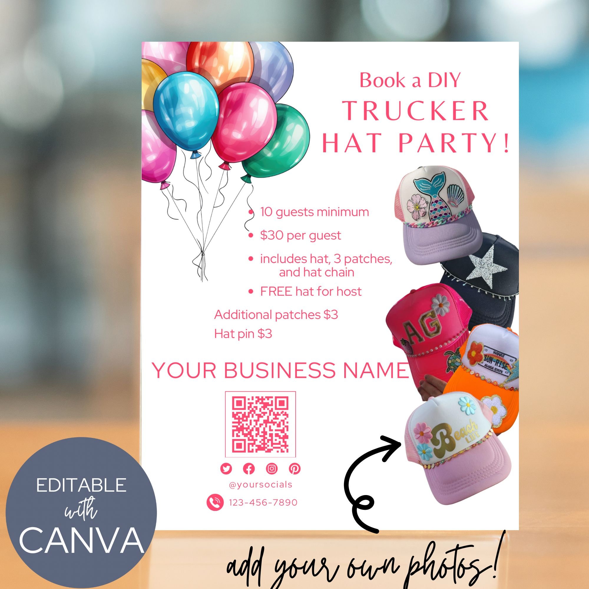 Trucker Hat Bar Flyer, Birthday Party Booking, Private Party Invitation ...