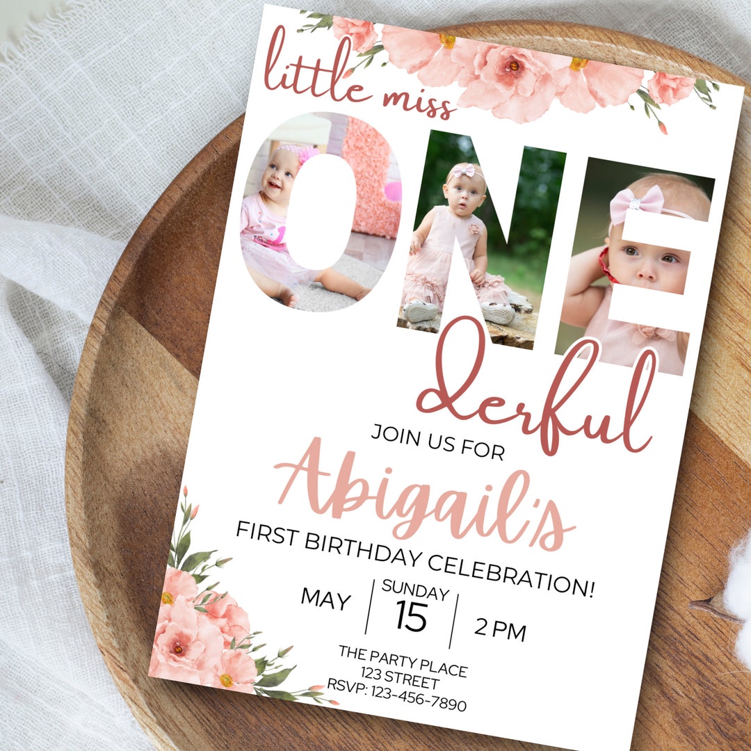 Little Miss Onederful Birthday Invitation, 1st Birthday Invite, Little ...