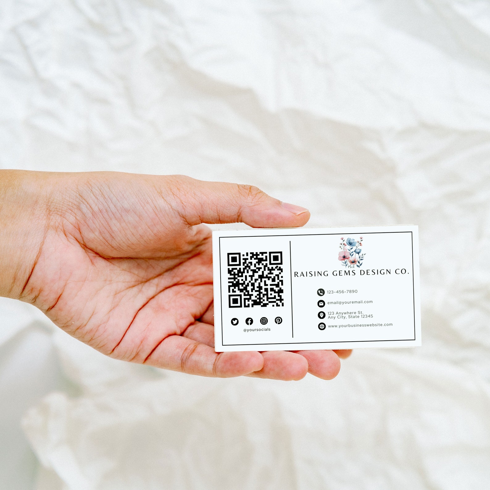Qr Code Business Card, Digital Business Card, Modern Minimal Style ...