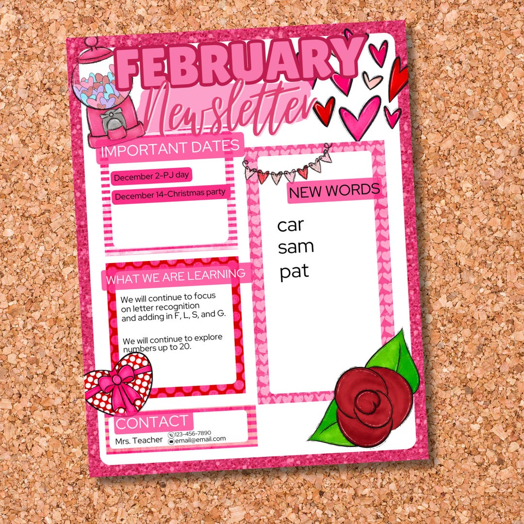 FEBRUARY Newsletter Template, Winter Theme Newsletter, School ...