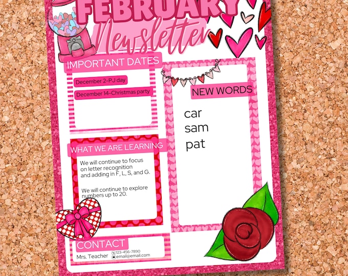 February Newsletter, Classroom Newsletter Printable, Valentines ...