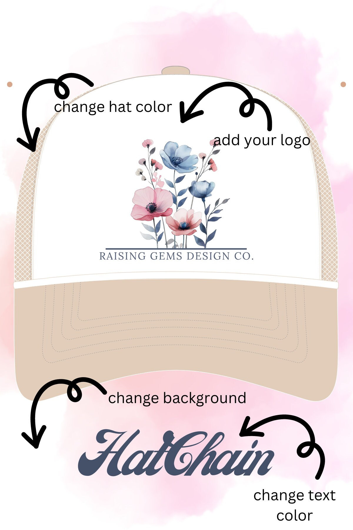 Trucker Hat Bar Hat Chain Printable, Edit in Canva, Packaging for Hat ...