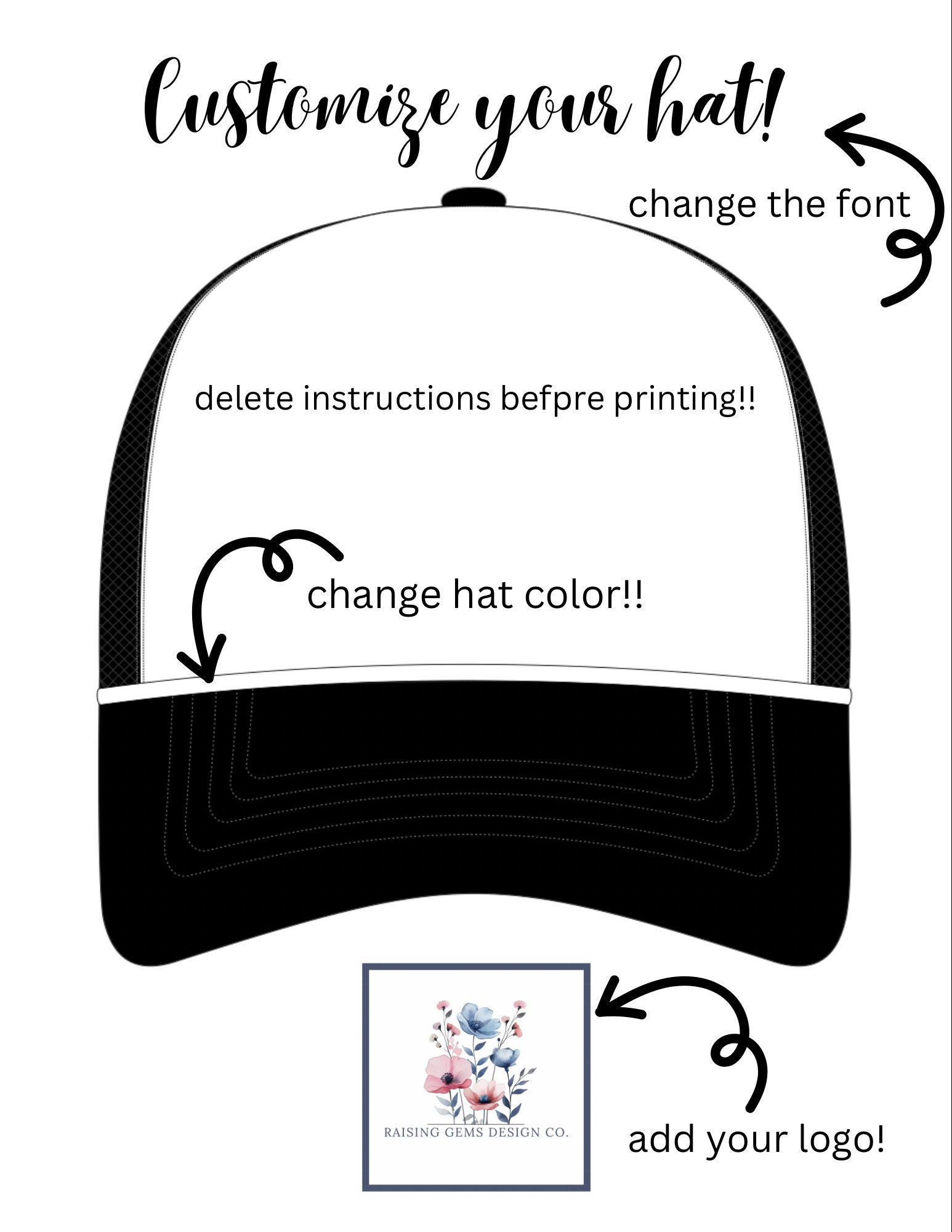 Customizable Trucker Hat Bar Template EDITABLE FULLY CUSTOMIZABLE - Etsy