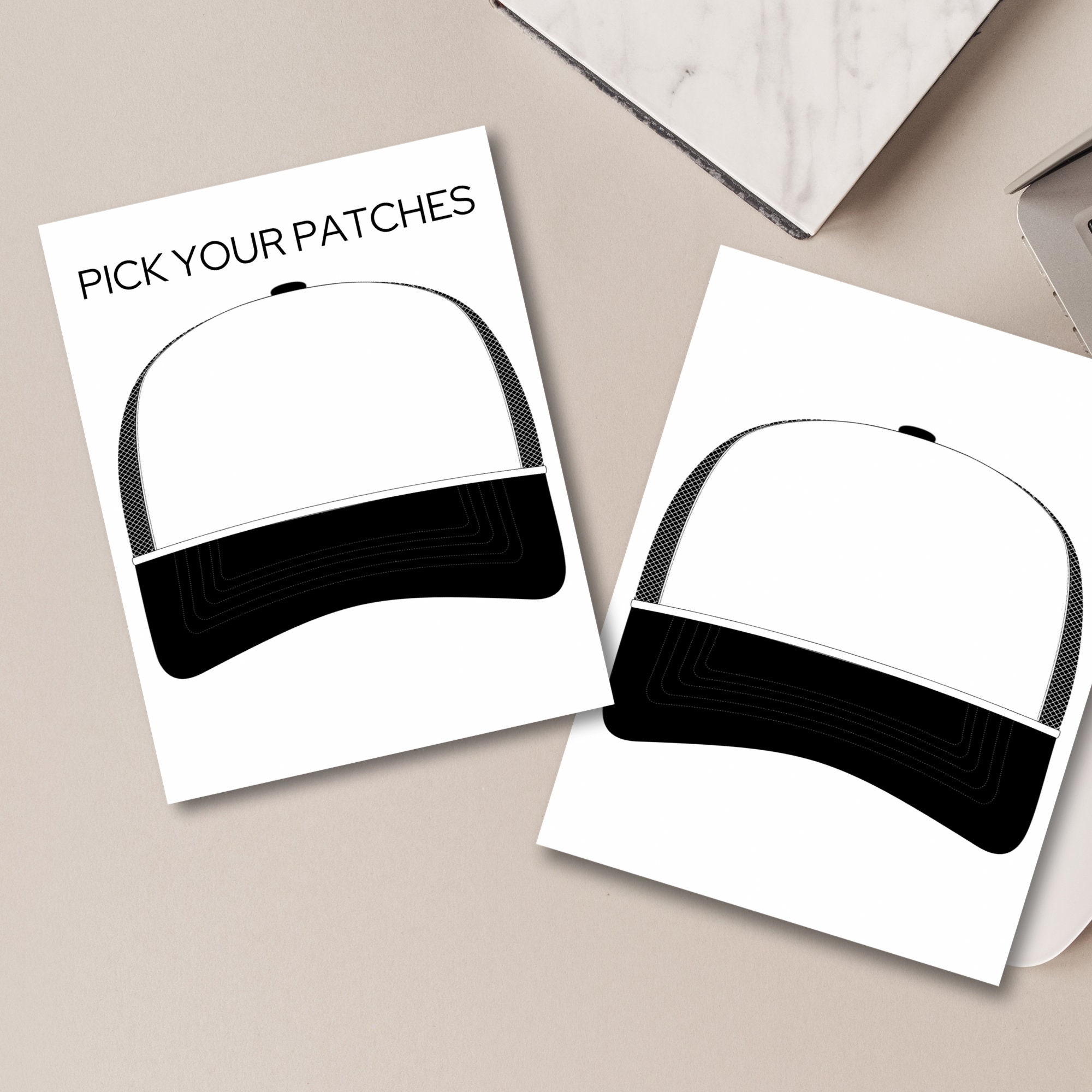 Trucker Hat Design Patch Layout for Trucker Hat Bar PRINTABLE 7 in ...