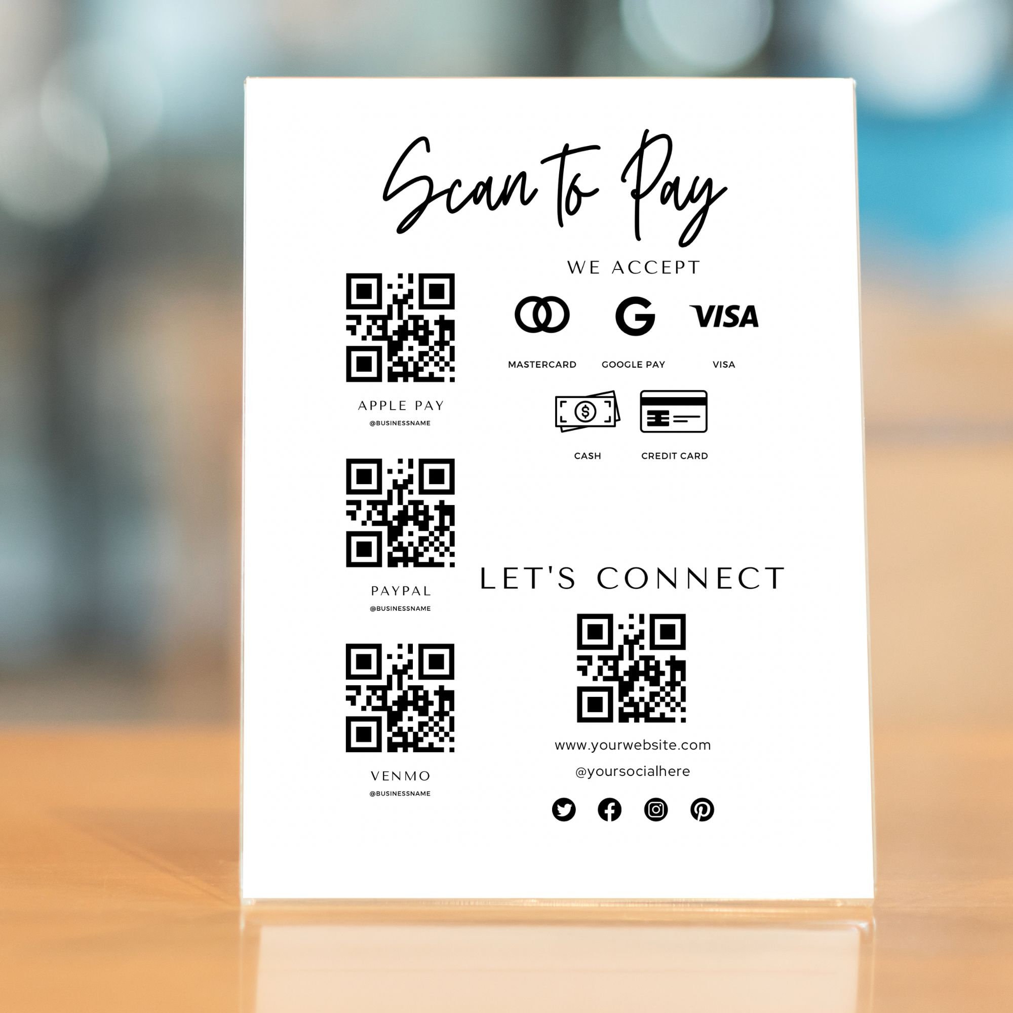 QR Code Payment Method Sign, Canva Scan to Pay Template, Cash App ...