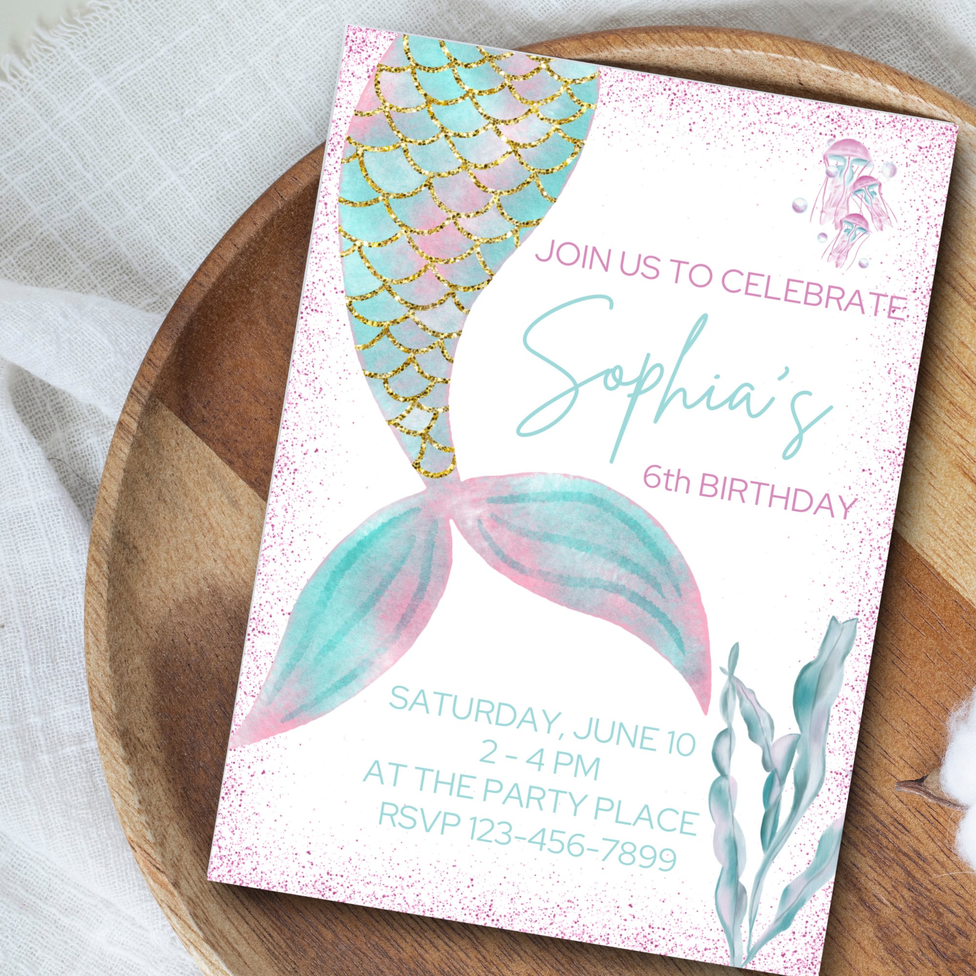 Mermaid Invitation, Mermaid Party, Printable Birthday Invite, Mermaid ...