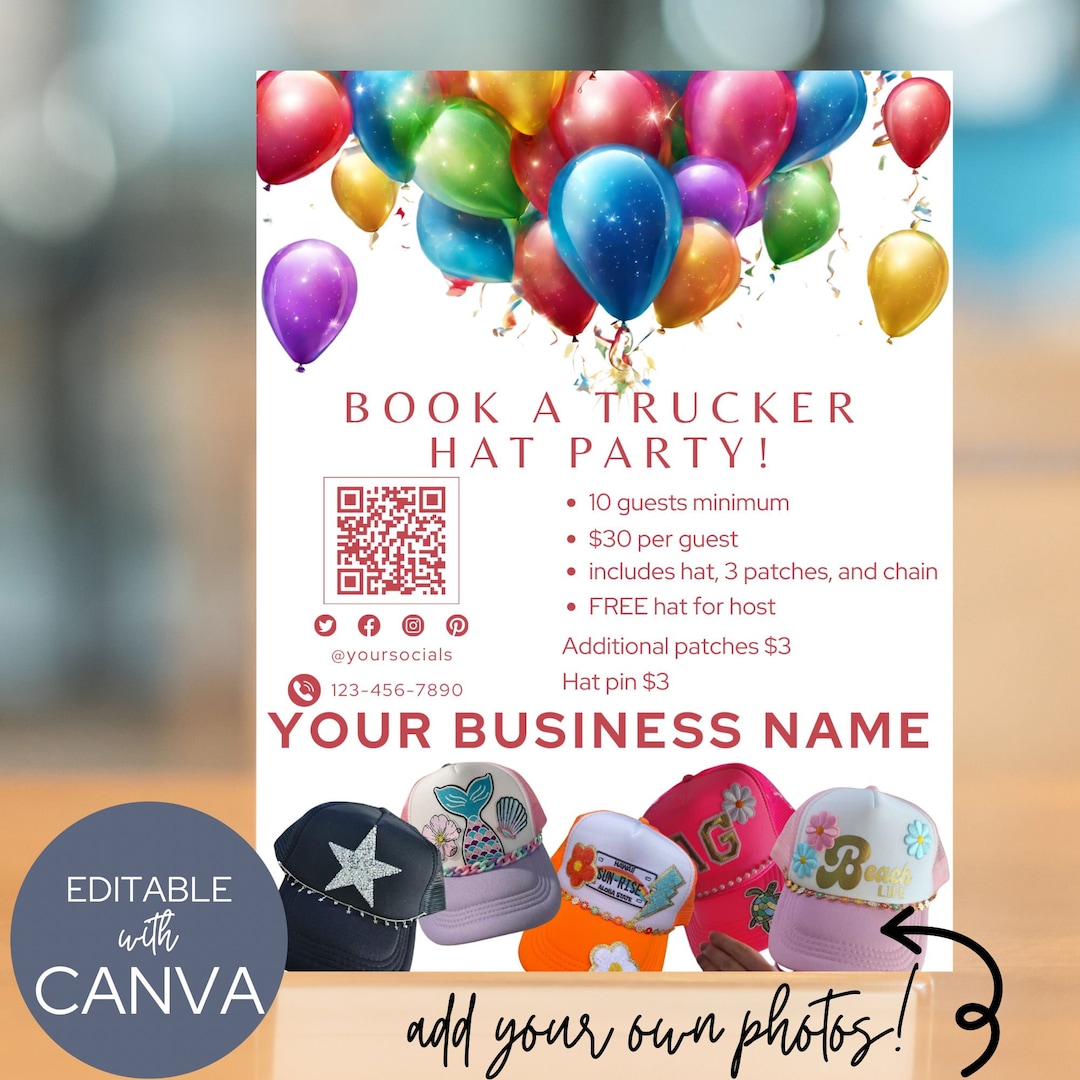 Trucker Hat Bar Flyer, Birthday Party Booking, Private Party Invitation ...