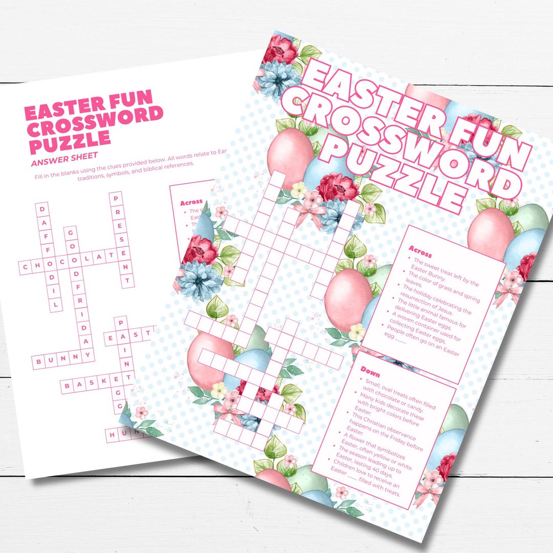 Easter Crossword Puzzle, Fun Printable Game for Kids, Easter Egg Hunt ...