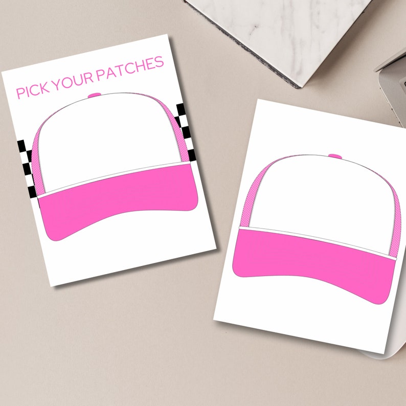 Trucker Hat Pink Design Patch Layout for Trucker Hat Bar PRINTABLE 7 in ...