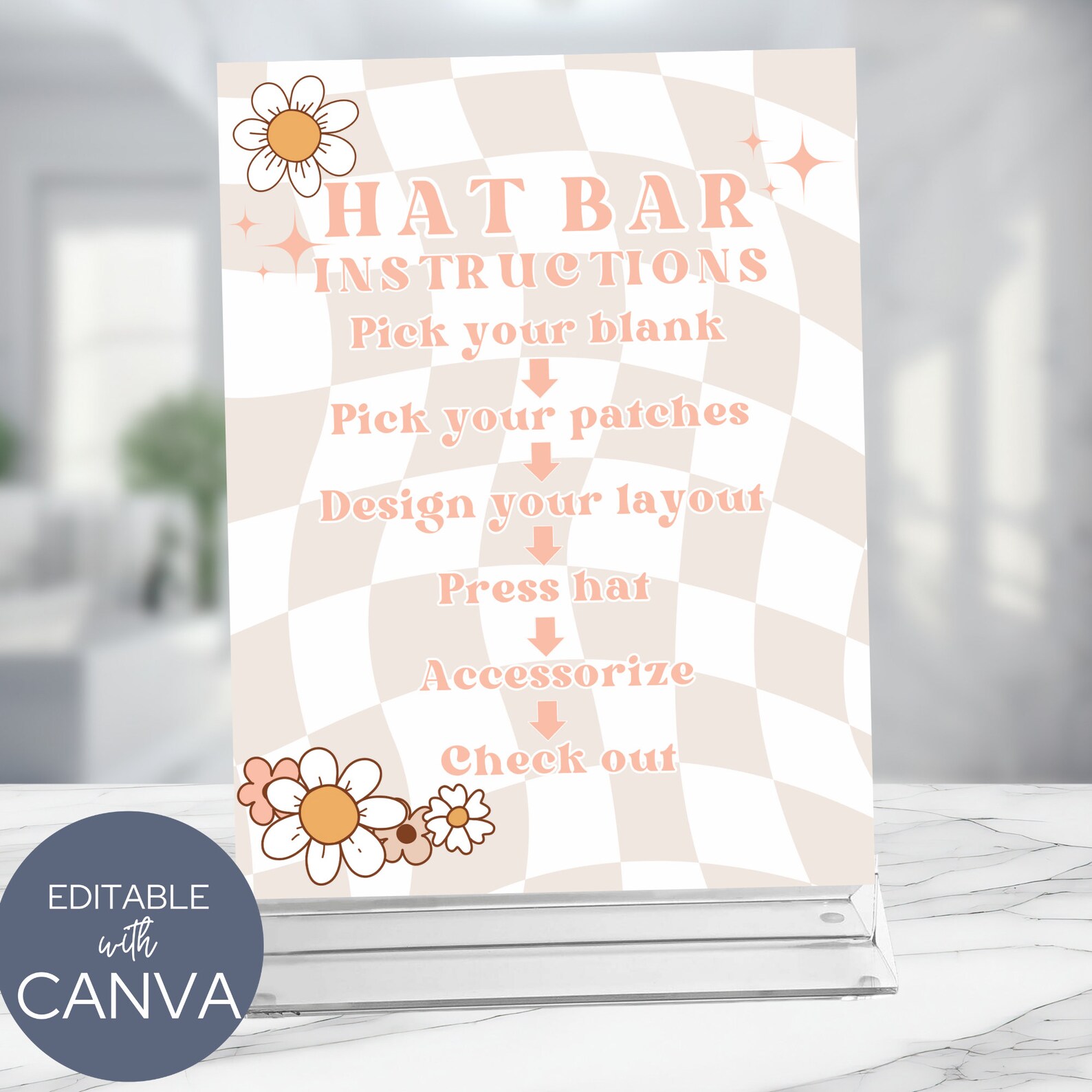 Sign Bundle for Trucker Hat Bar Checker Design, QR Code Scan to Pay ...