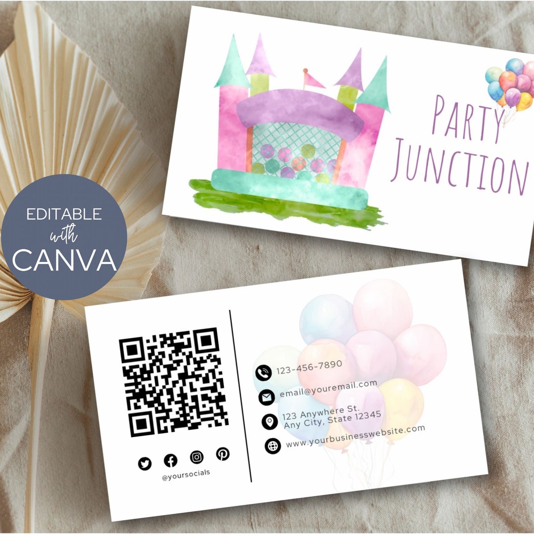 Bounce House Business Card Template, Party Rentals Business Card ...