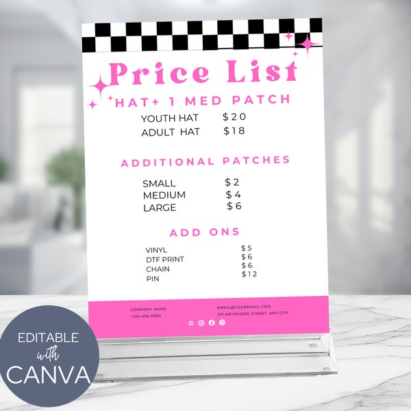 Trucker Hat Pricing List Template - Etsy