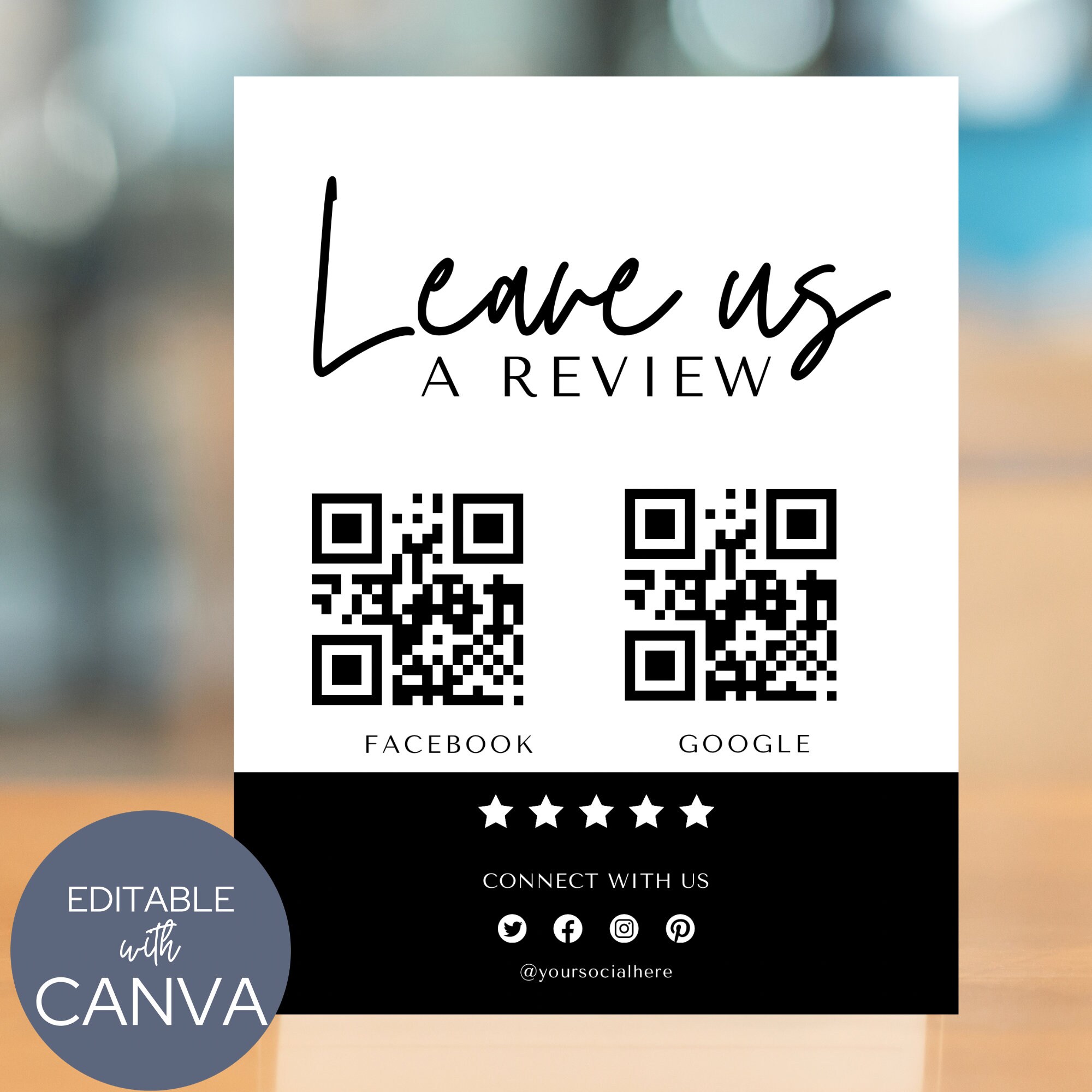 Leave Us A Review QR Code Template Minimalist for Pop up Shop, Small ...