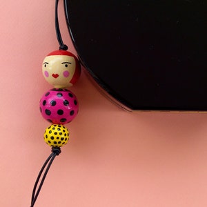Wooden Key Ring and Bag Accessory Kokeshi Doll Inspired by Kusama ...