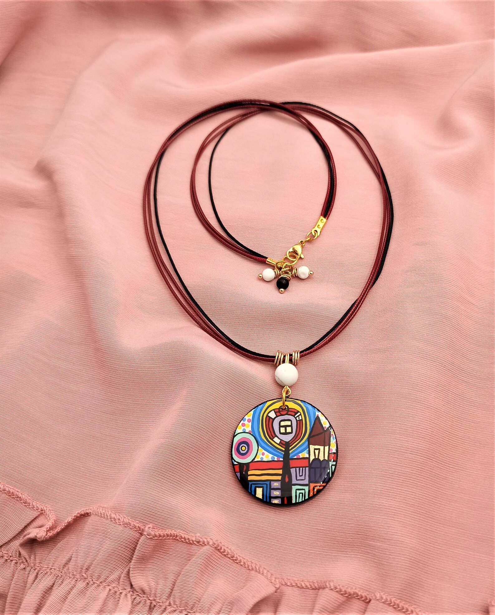 Handmade Painted Acrylic Resin Pendant Inspired by - Etsy