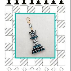Painted Chess Queen Wood Inspired Earrings. Abstract Contemporary White ...