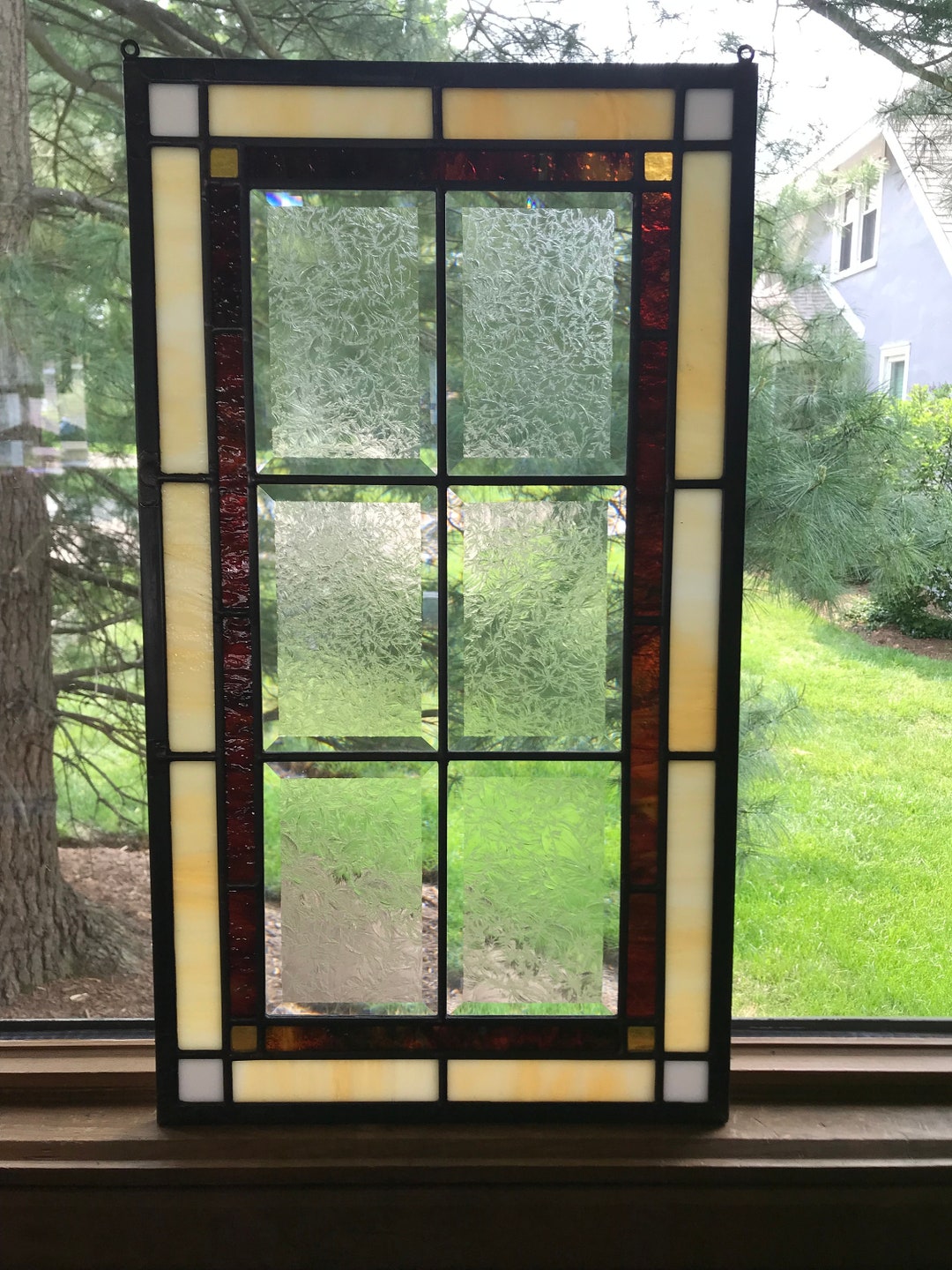 Craftsman/prairie Style Stained Glass Window - Etsy
