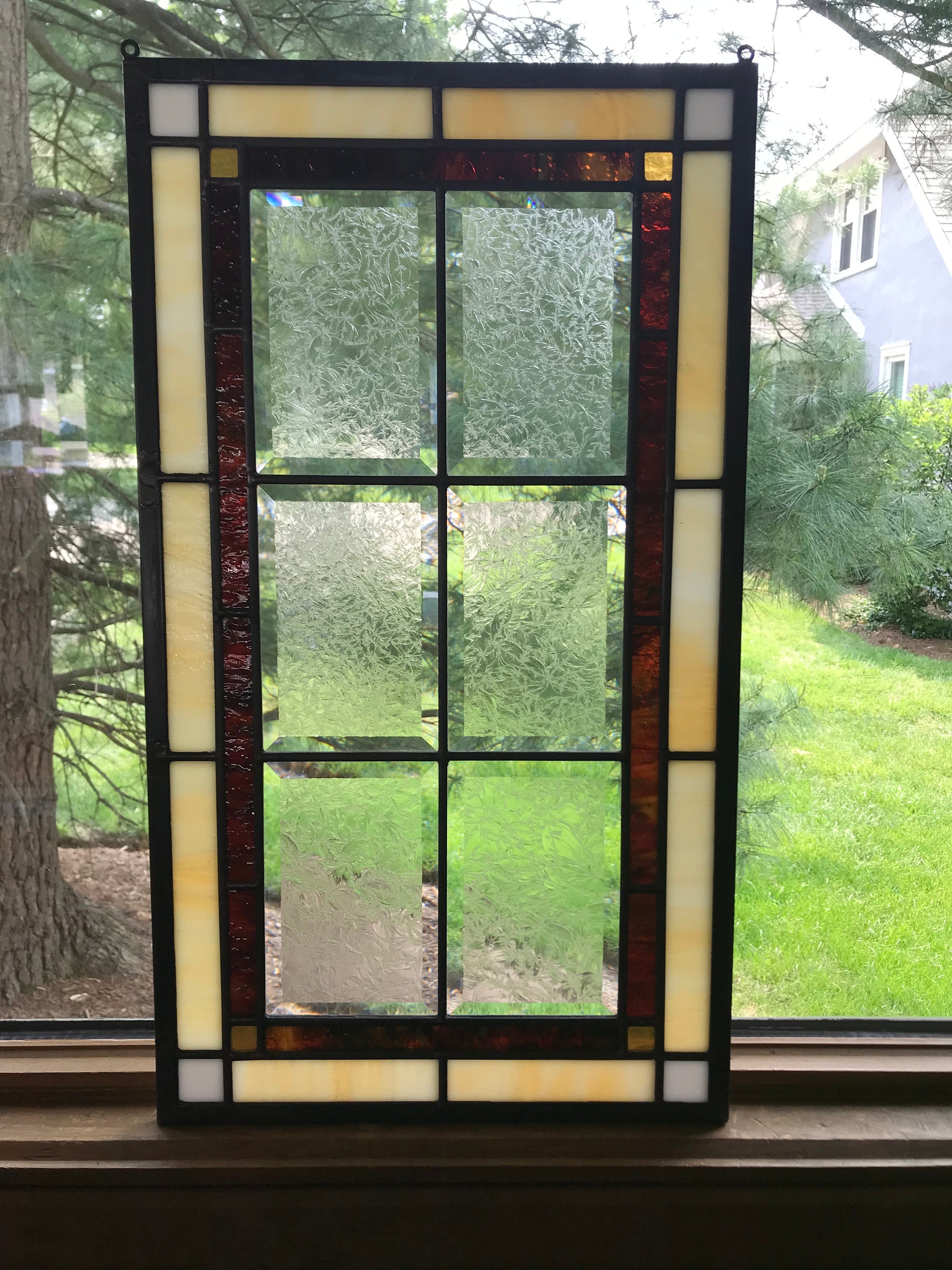 Craftsman/prairie Style Stained Glass Window - Etsy