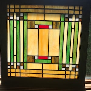 Prairie/craftsman Style Stained Glass Window - Etsy