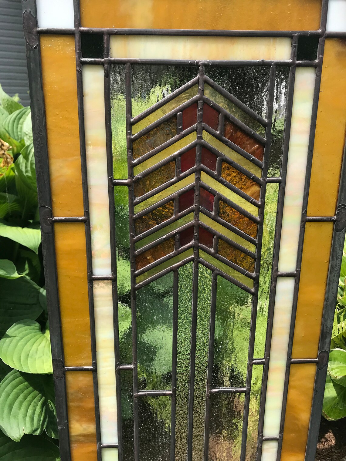 Prairie/craftsman Style Stained Glass Window - Etsy