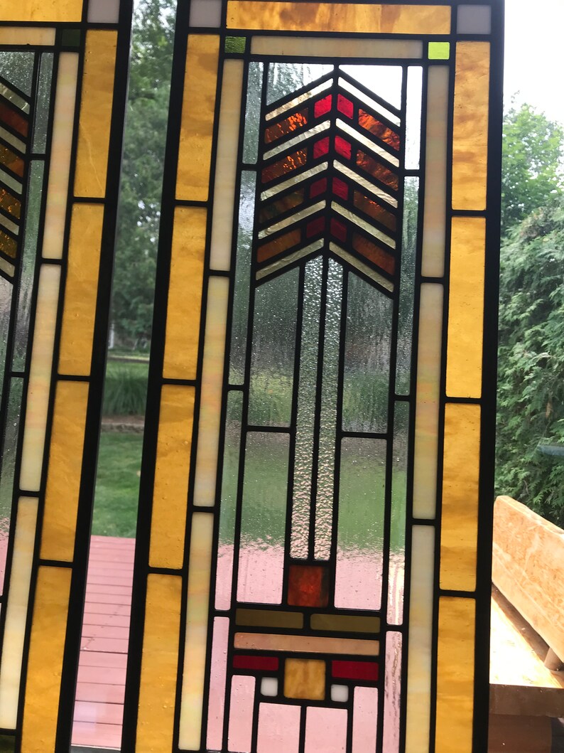 Prairie/craftsman Style Stained Glass Window - Etsy