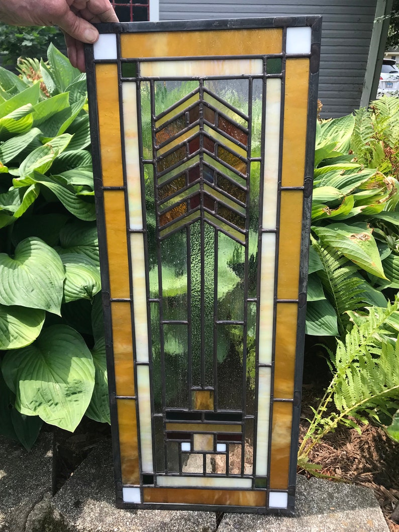 Prairie/craftsman Style Stained Glass Window - Etsy