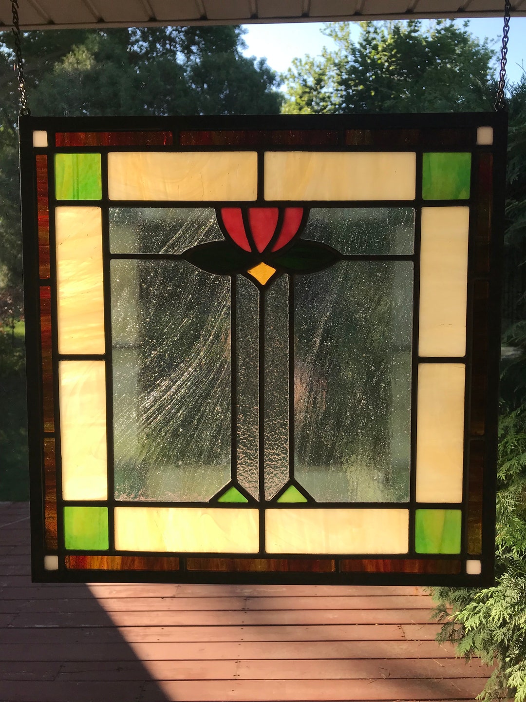 Craftsman Style Stained Glass Window - Etsy