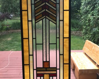 23-04 Frank Lloyd Wright Prairie Style Stained Glass Window. 1 3/8 Wide ...