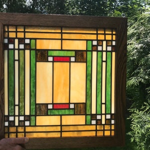 Prairie/craftsman Style Stained Glass Window - Etsy