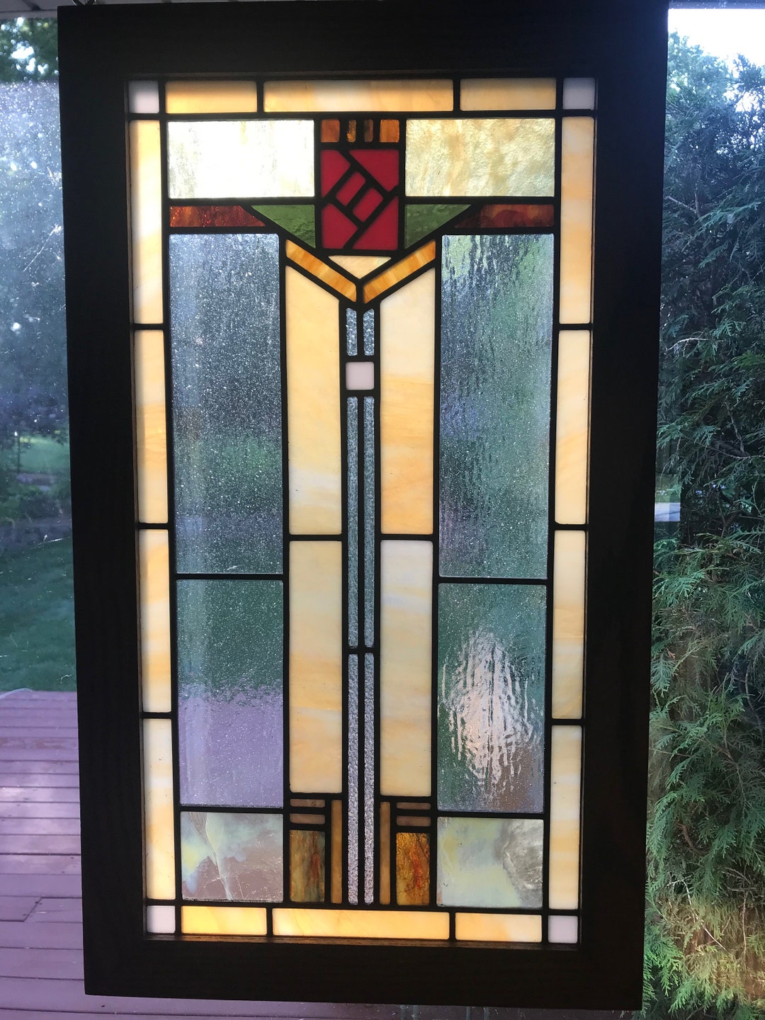 Craftsman/prairie Style Stained Glass Window - Etsy